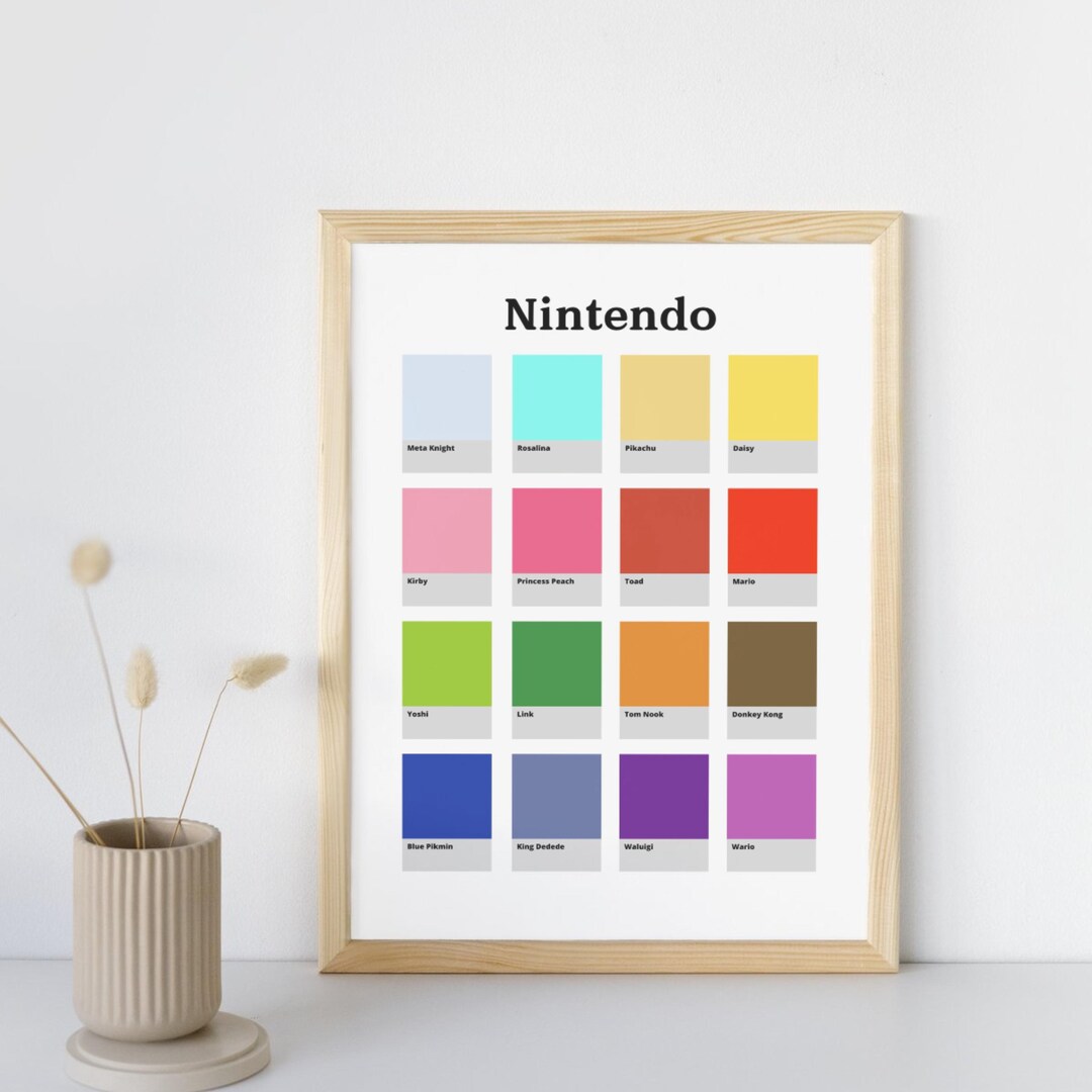 Nintendo Inspired Pantone Color Digital Print| Gamer Gift | Home Decor ...