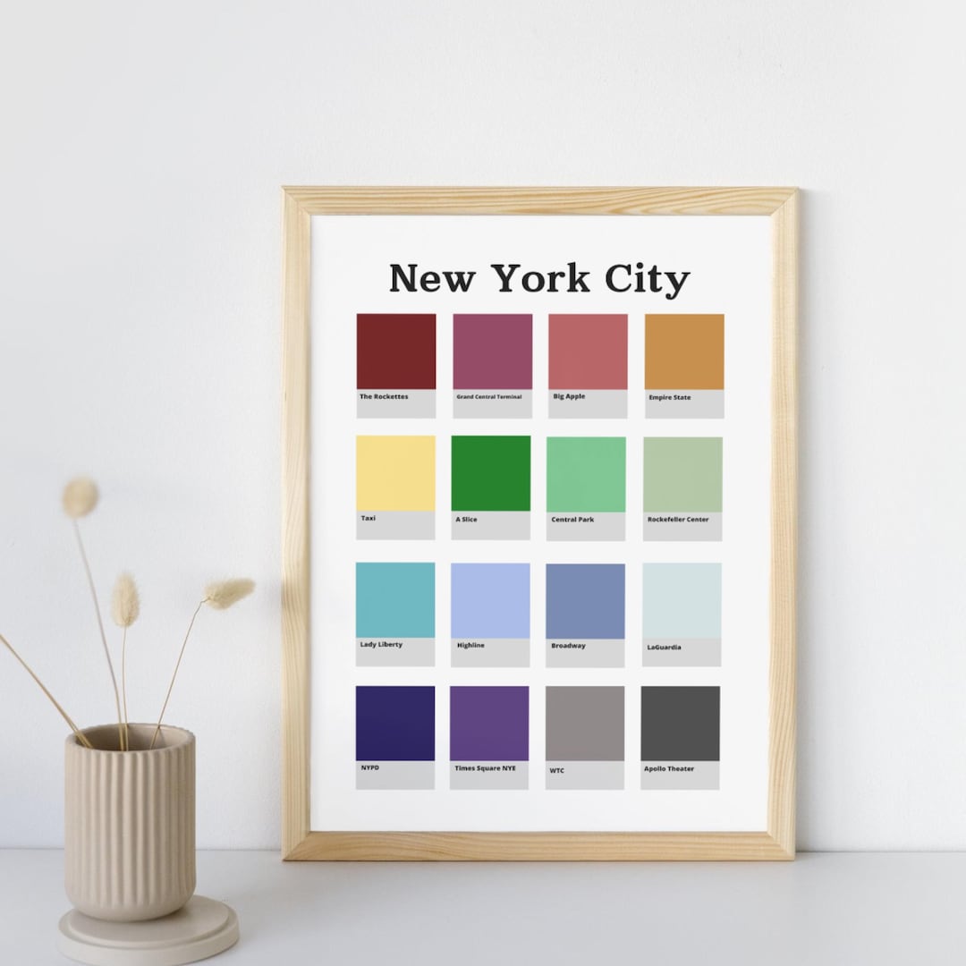 New York City, NY Inspired Pantone Color Digital Print | Home Decor ...