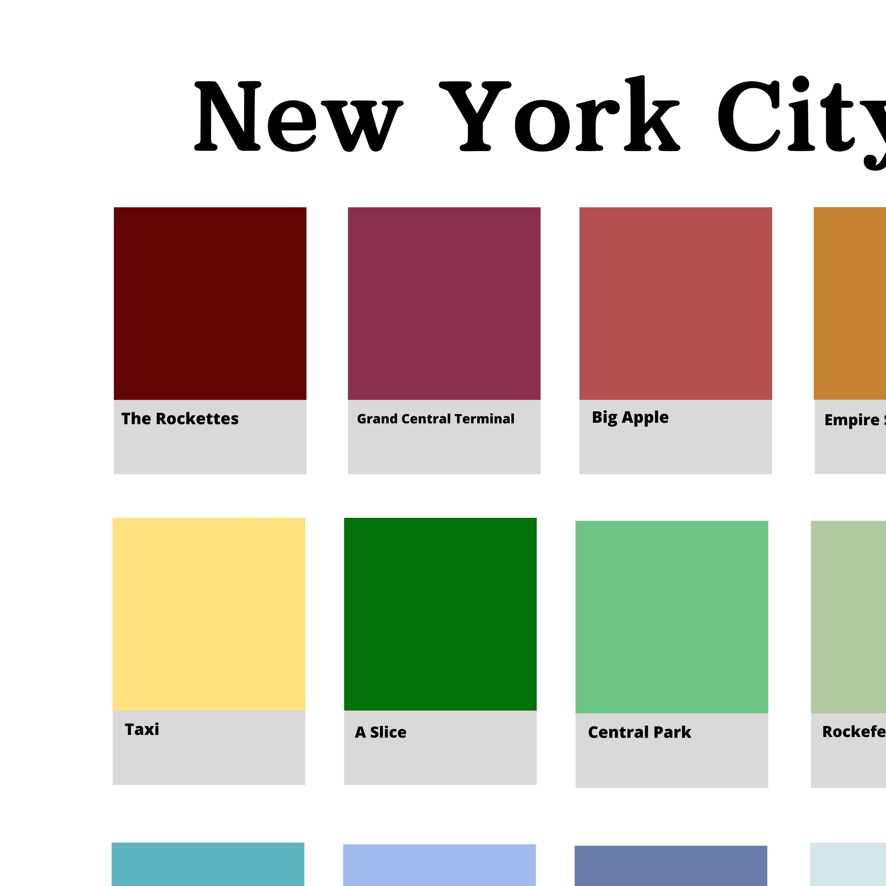 New York City, NY Inspired Pantone Color Digital Print | Home Decor ...