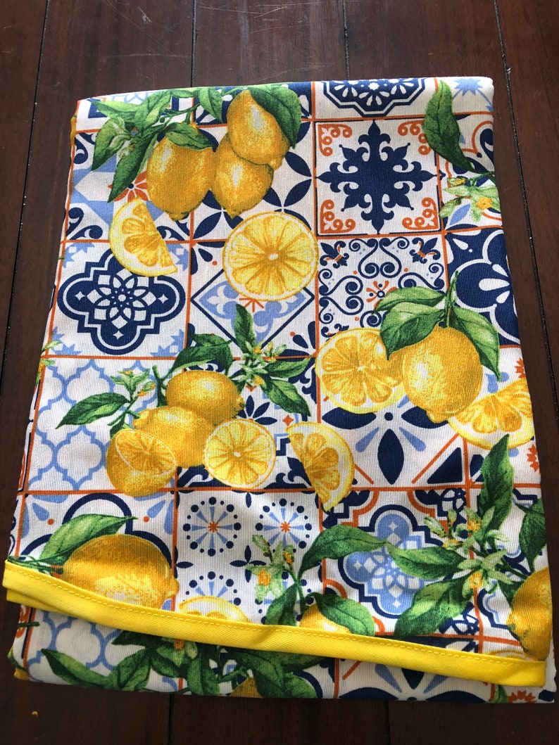 Italian Majolica Tile Round Tablecloth 180 Cm Round Made in | Etsy
