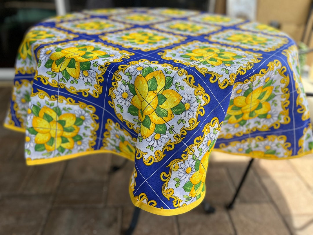 Lemon Round Tablecloth Italian Majolica Tile Made in Italy - Etsy