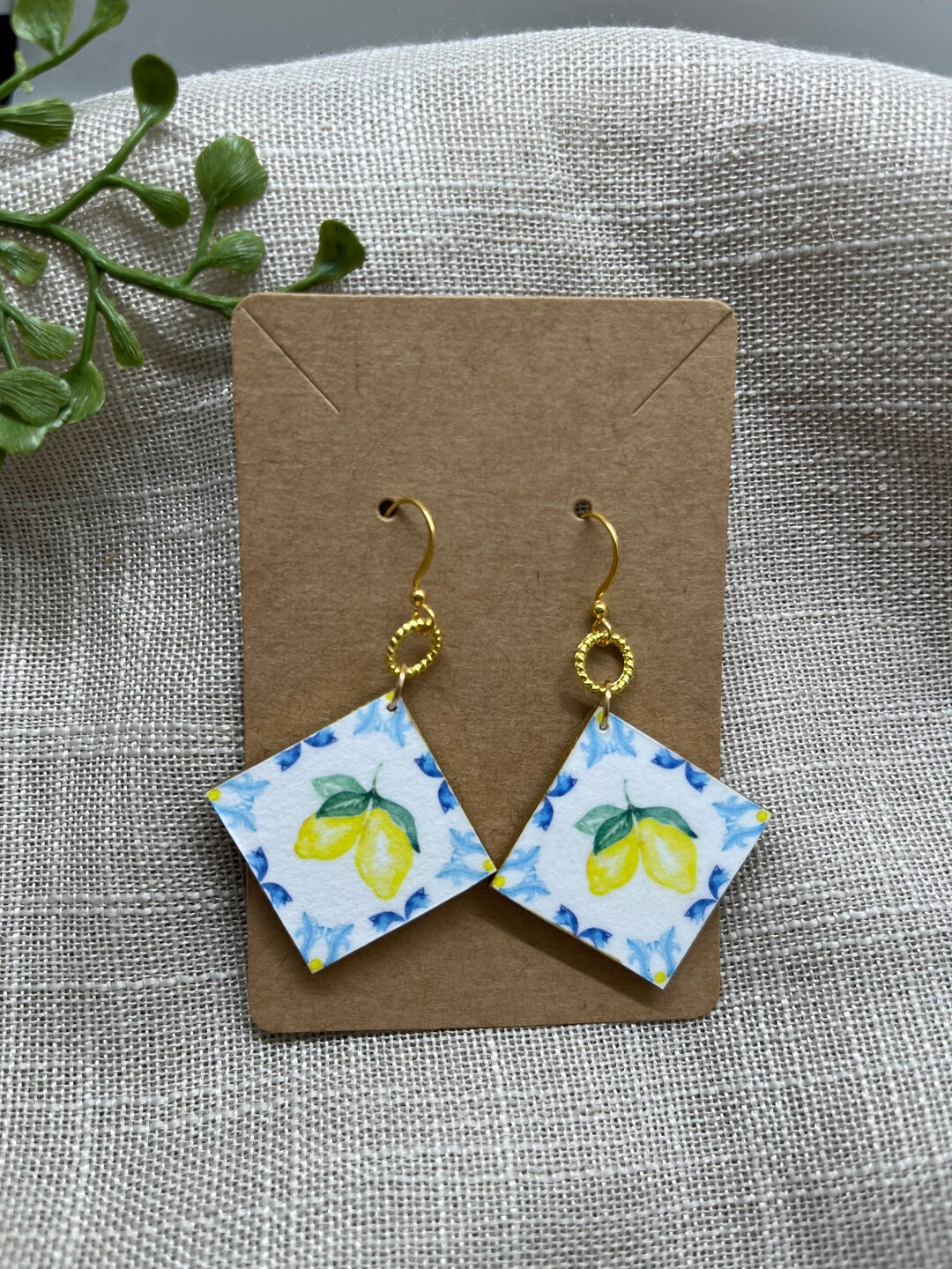 Lemon Earrings Ceramic Tile Inspired - Etsy