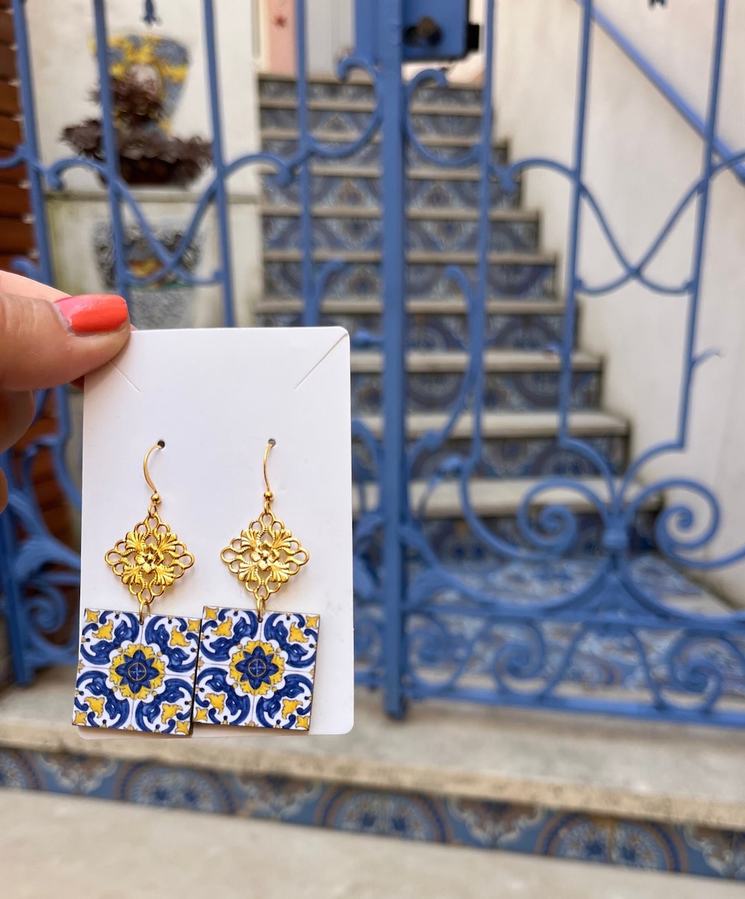 Tile Earrings | Wooden Tile Earrings | Inspired Italian Tiles | Italian ...