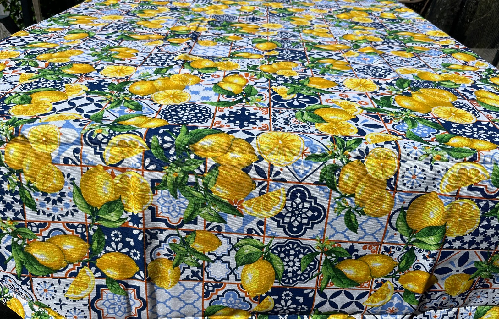 Lemon Tablecloth | Italian Majolica Tile Print, 100% Cotton - Etsy