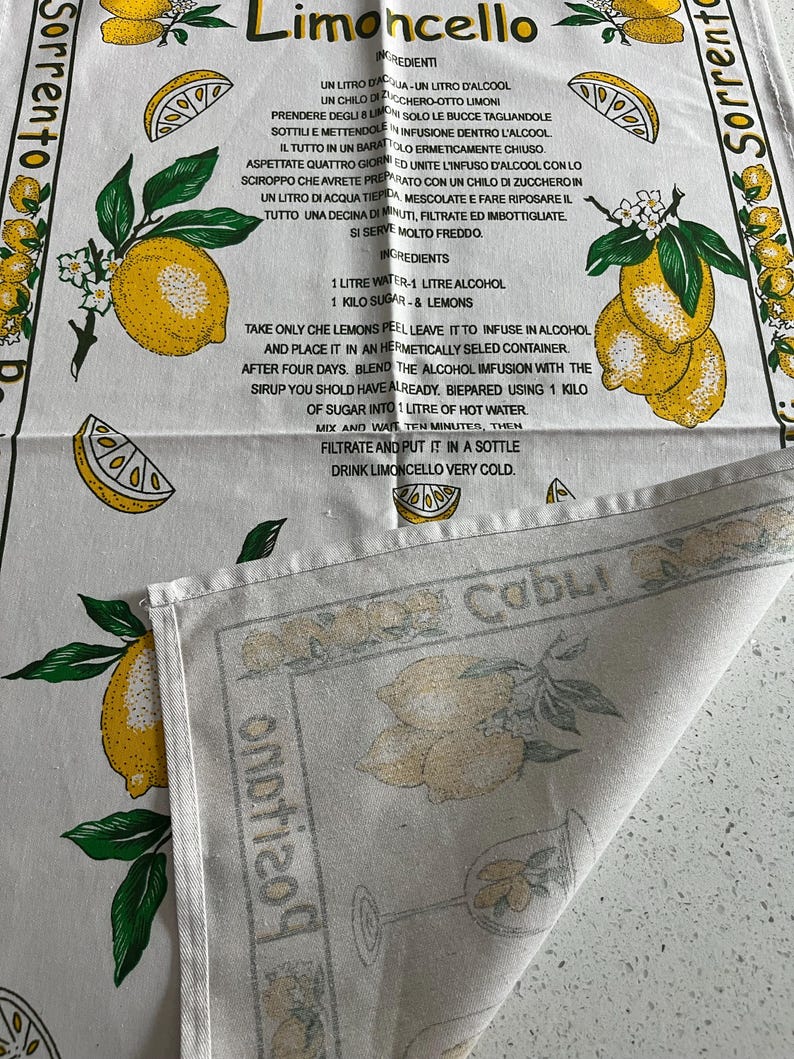 Limoncello Tea Towel | Limoncello Recipe | Homemade Limoncello Maker ...