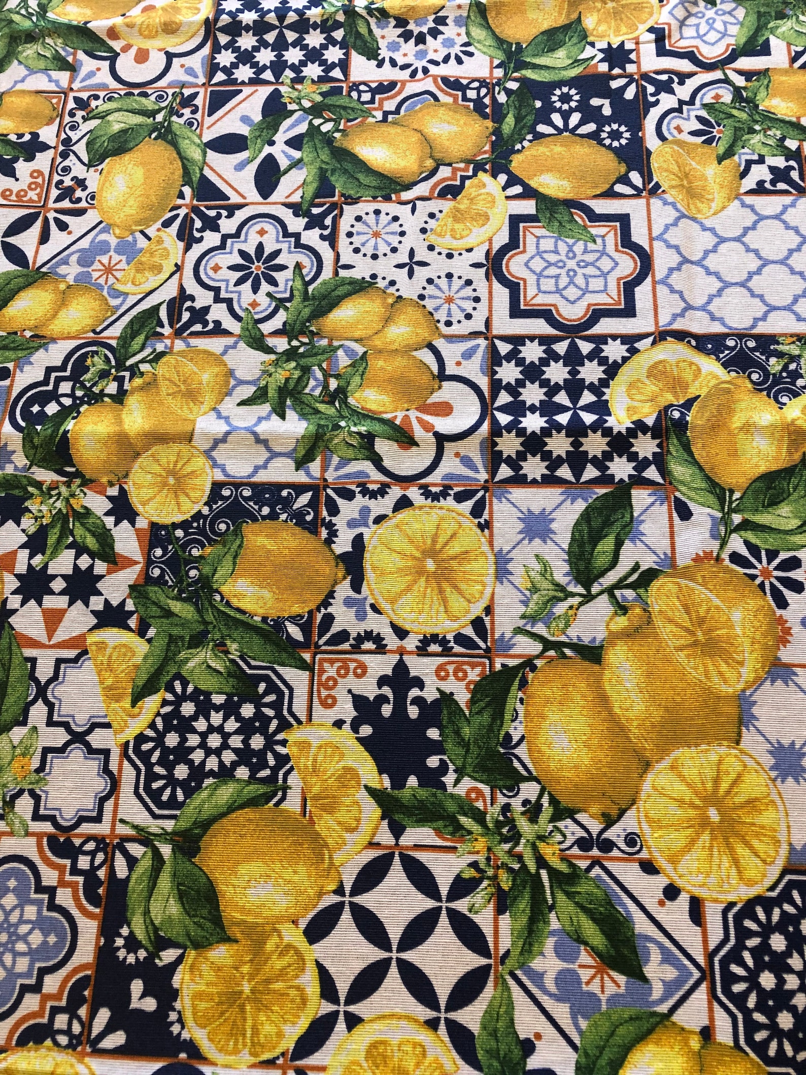 Lemon Tablecloth Italian Tableware Majolica Tile Style - Etsy