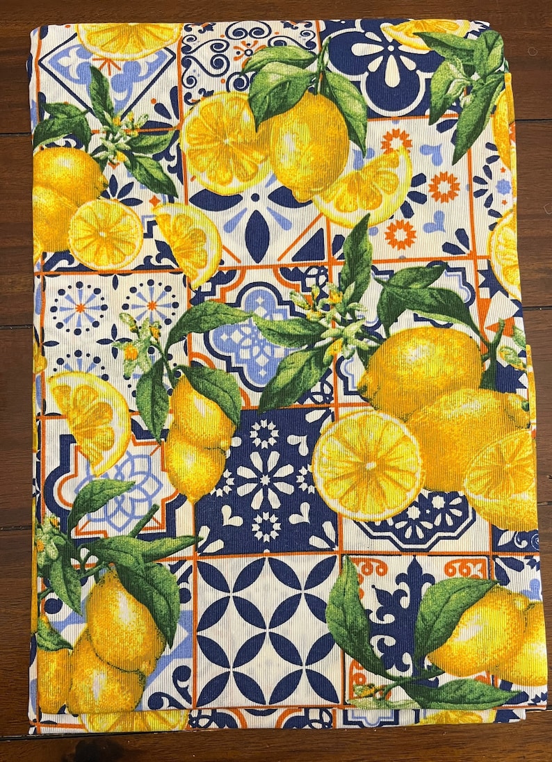 Lemon Tablecloth Italian Tableware Majolica Tile Style - Etsy