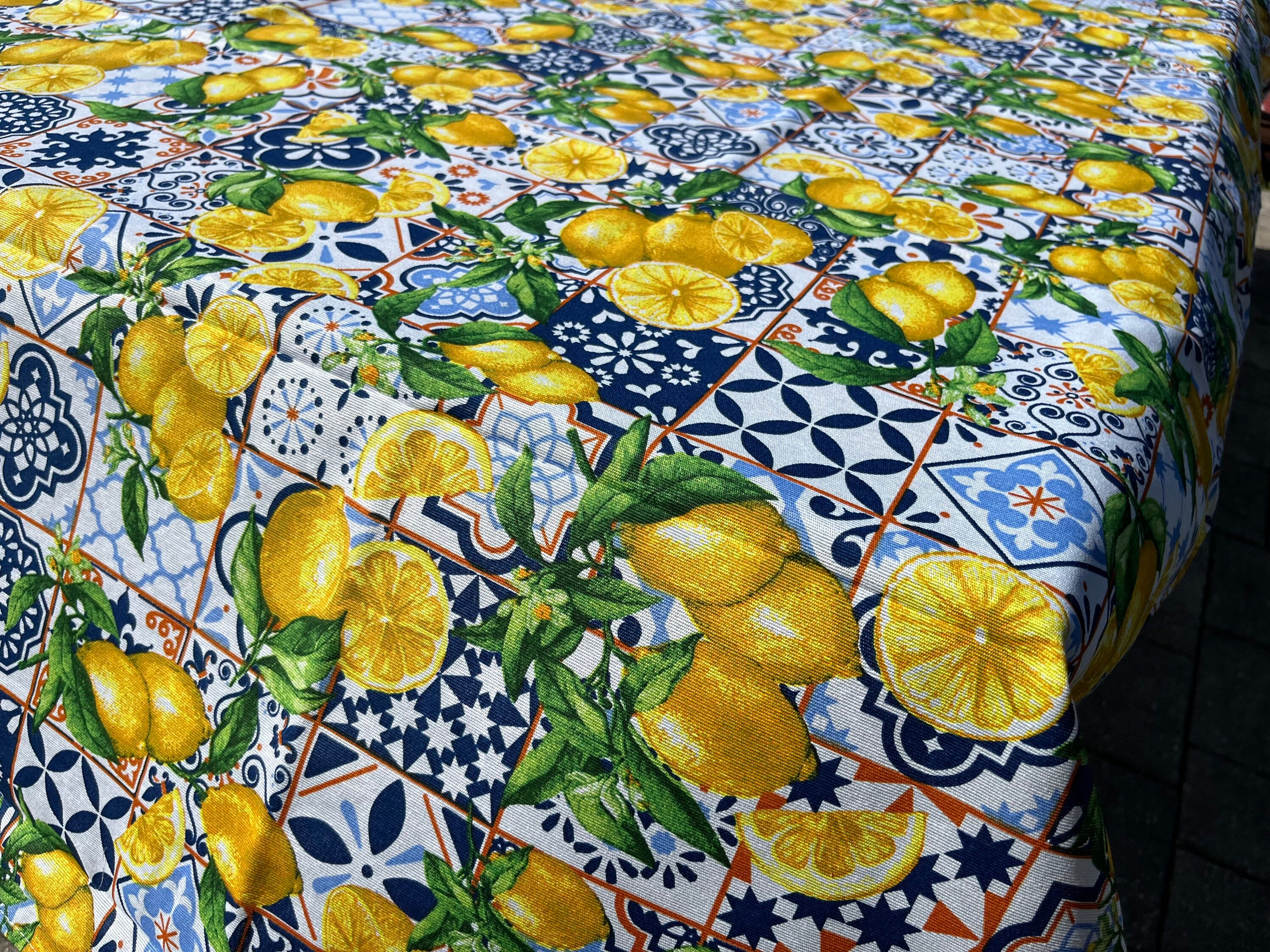 Lemon Tablecloth | Italian Majolica Tile Print, 100% Cotton - Etsy UK