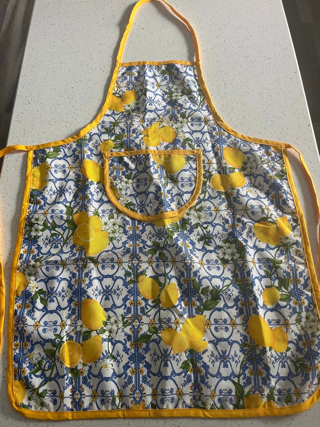 Lemon Apron | Made in Italy | Apron With Pocket | Majolica Fabric Apron ...