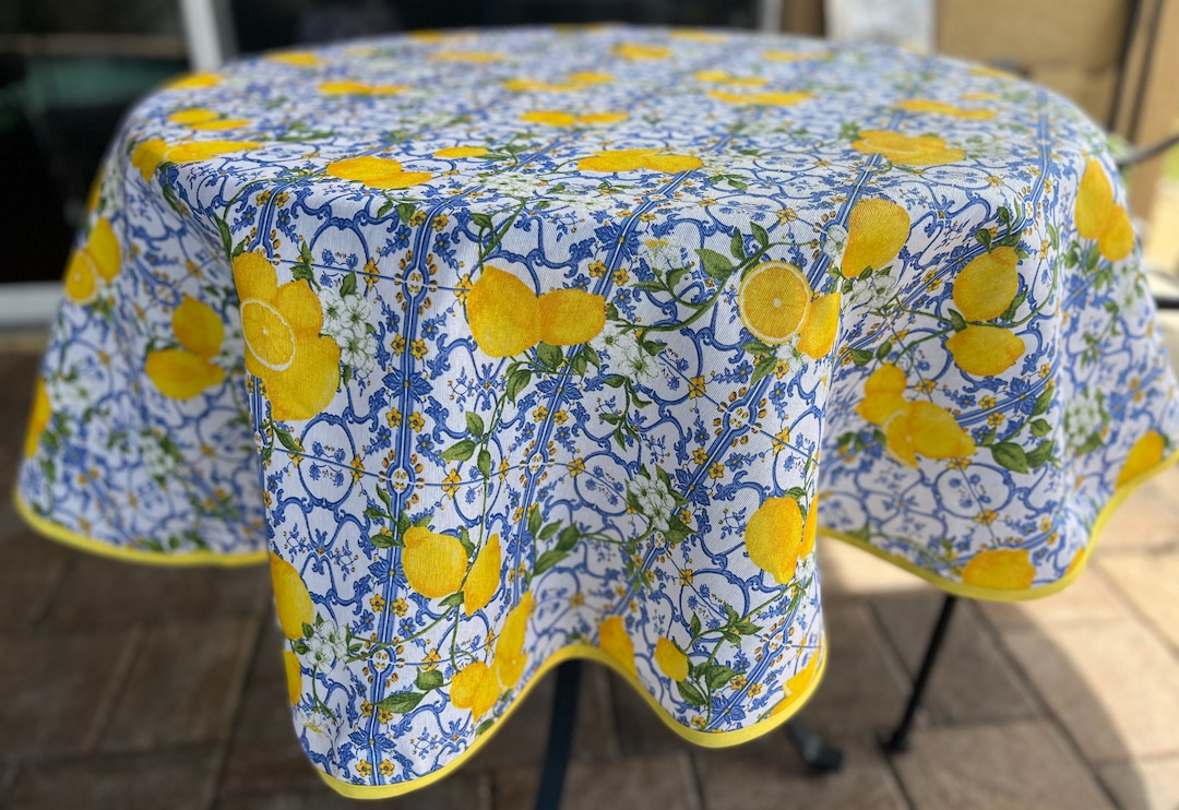 Lemon Round Tablecloth Italian Lemon Majolica Tile Made in Italy - Etsy