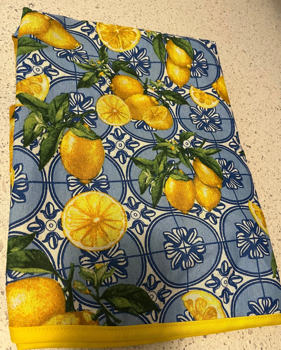 Lemon Round Tablecloth Made in Italy Majolica Tile - Etsy