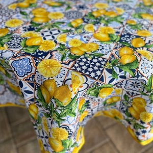Italian Majolica Tile Round Tablecloth 180 Cm Round Made in Italy ...