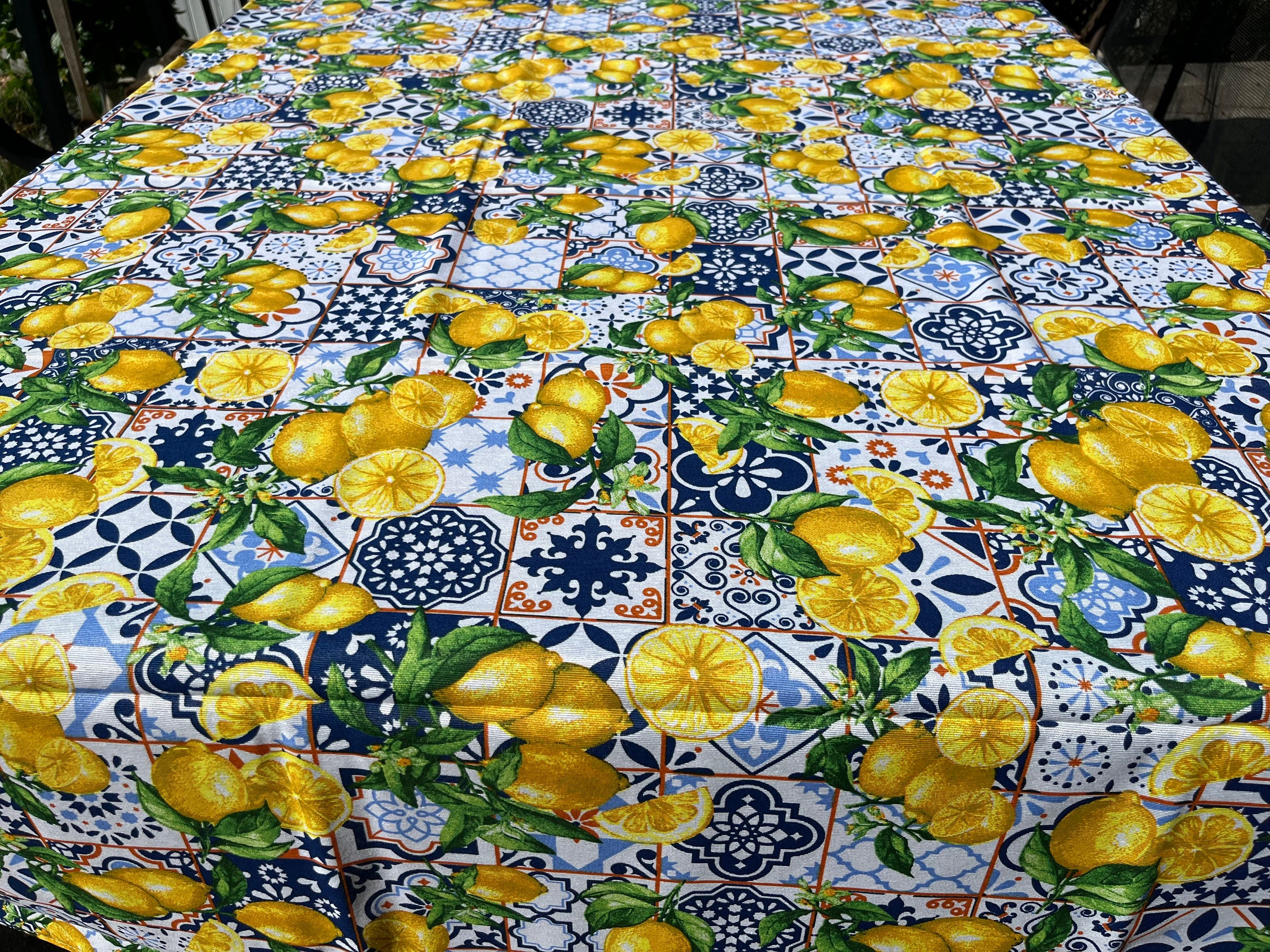 Lemon Tablecloth | Italian Majolica Tile Print, 100% Cotton - Etsy UK
