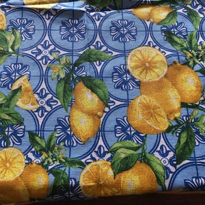 Lemon Round Tablecloth Made in Italy Majolica Tile - Etsy