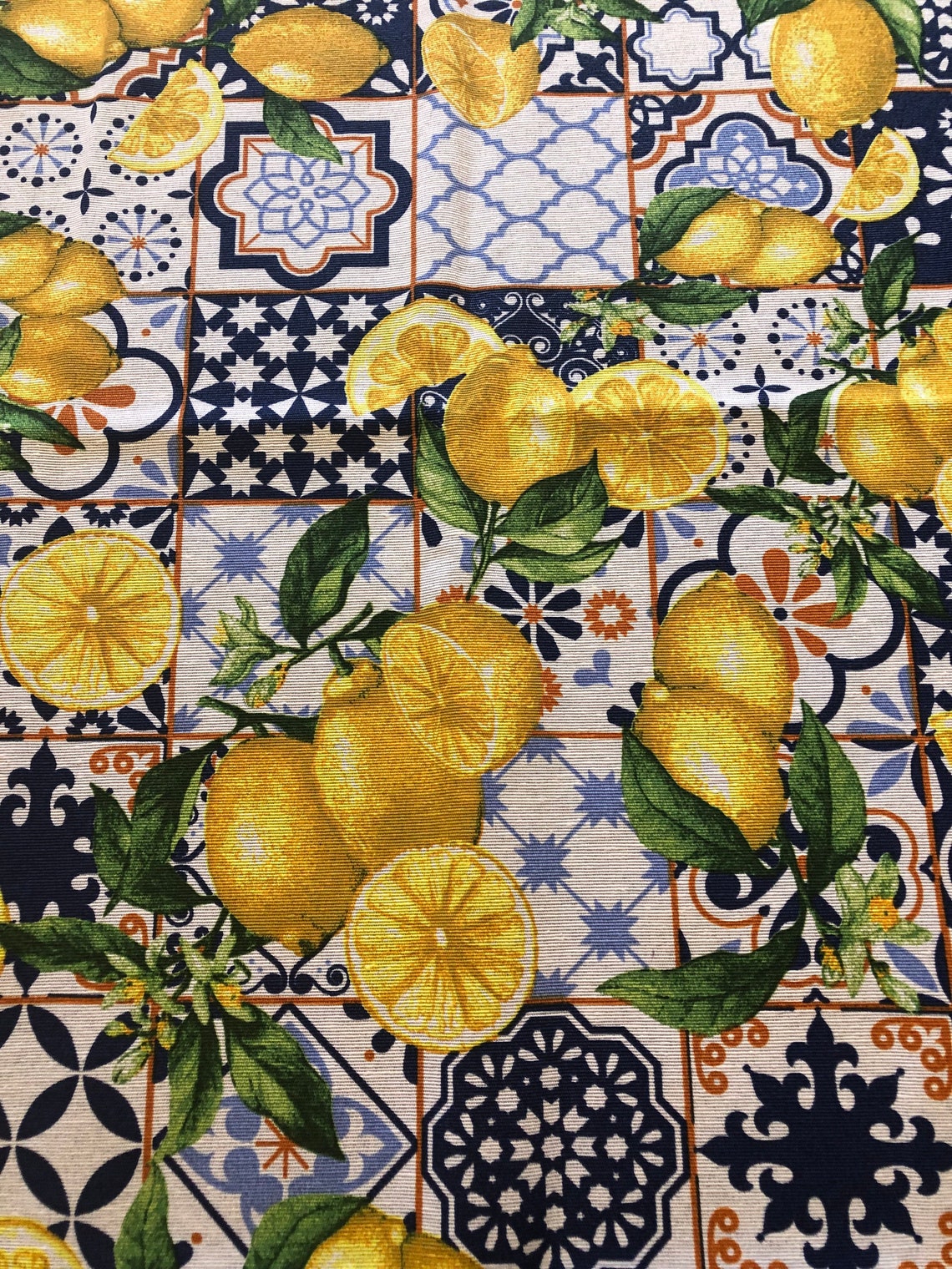 Lemon Tablecloth Italian Tableware Majolica Tile Style - Etsy