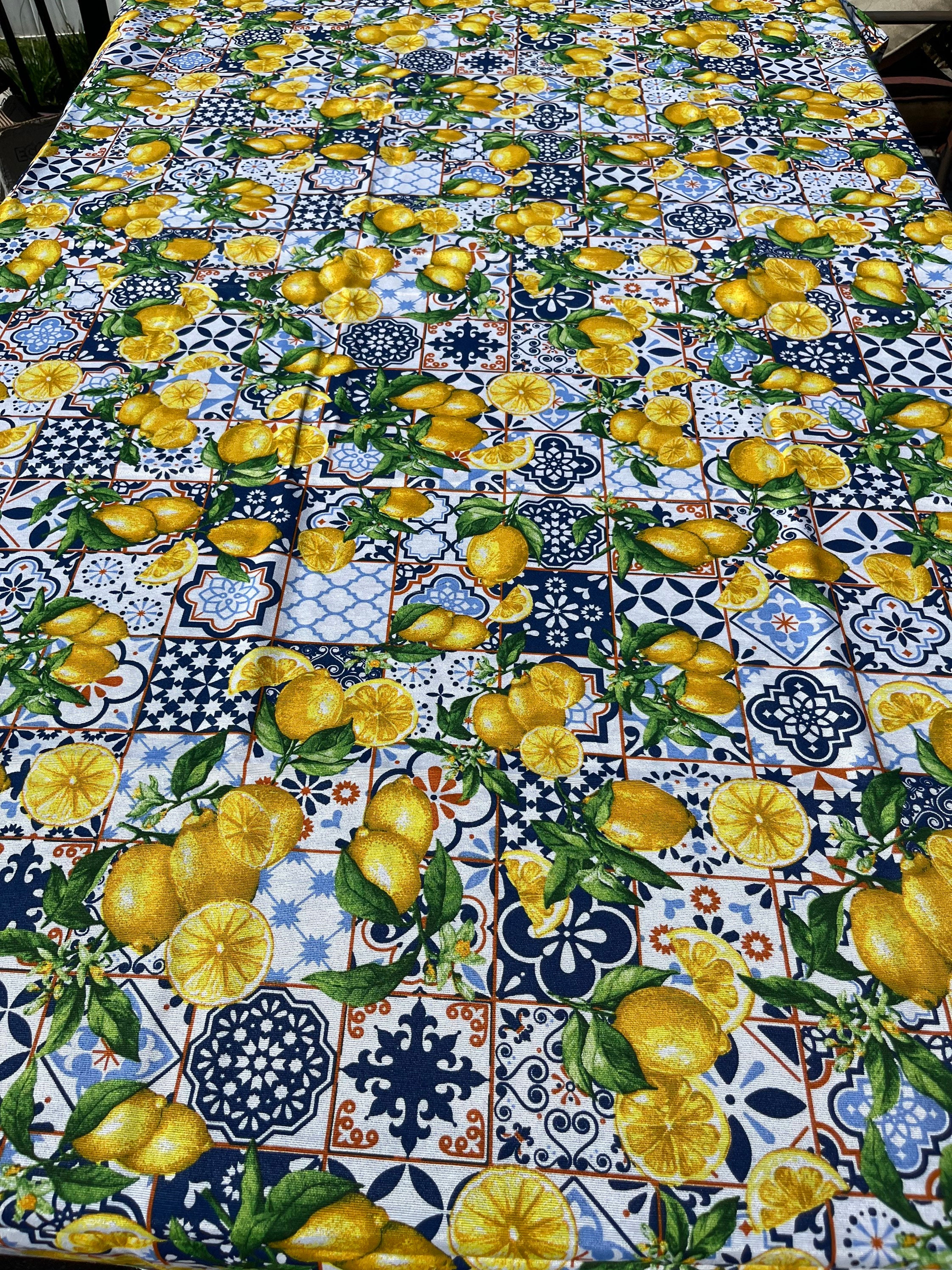 Lemon Tablecloth | Italian Majolica Tile Print, 100% Cotton - Etsy UK