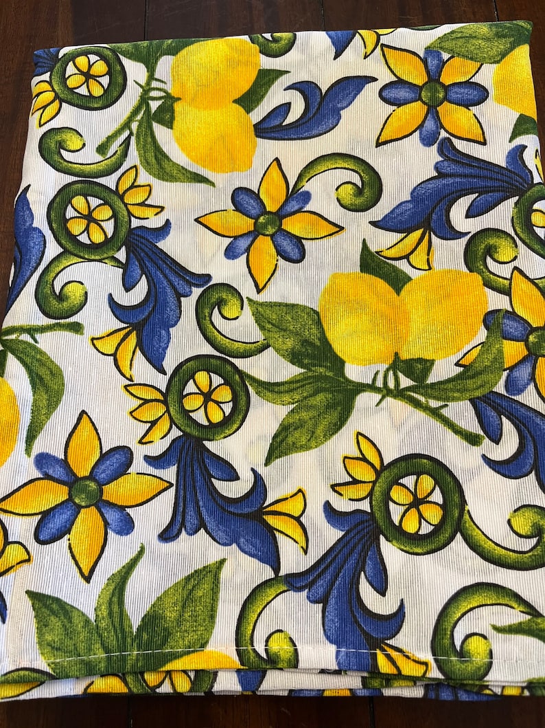 Italian Lemon Tablecloth - Made in Italy - Mediterranean Floral Print ...