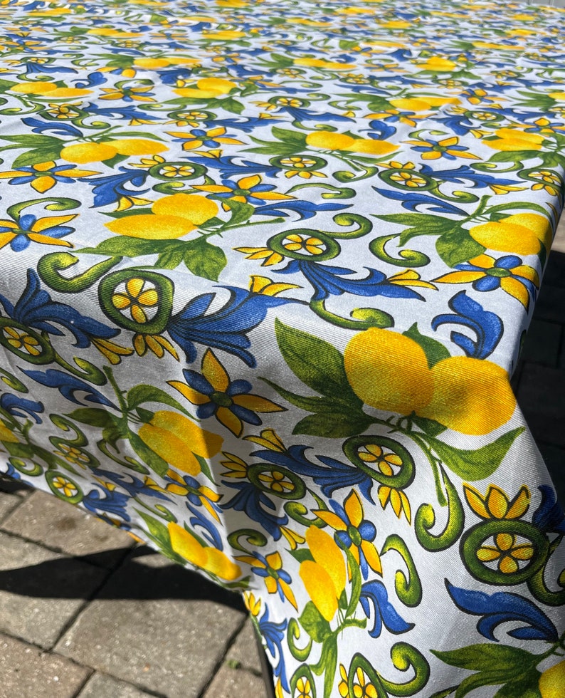 Italian Lemon Tablecloth - Made in Italy - Mediterranean Floral Print ...