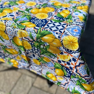 Lemon Tablecloth | Italian Majolica Tile Print, 100% Cotton - Etsy