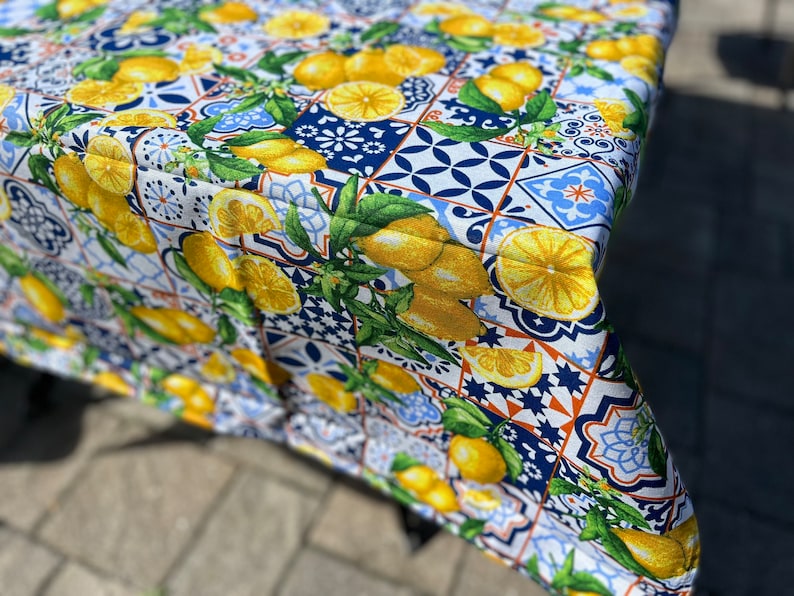 Lemon Tablecloth | Italian Majolica Tile Print, 100% Cotton - Etsy UK
