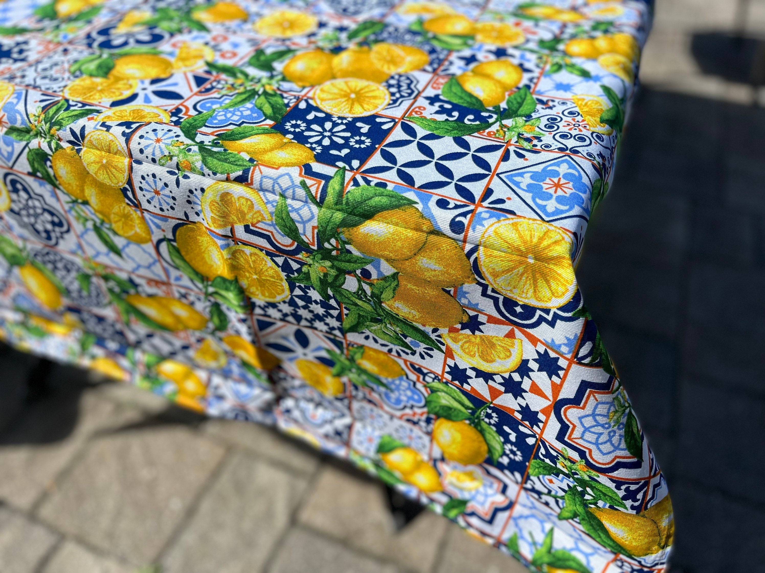 Lemon Tablecloth | Italian Majolica Tile Print, 100% Cotton - Etsy UK