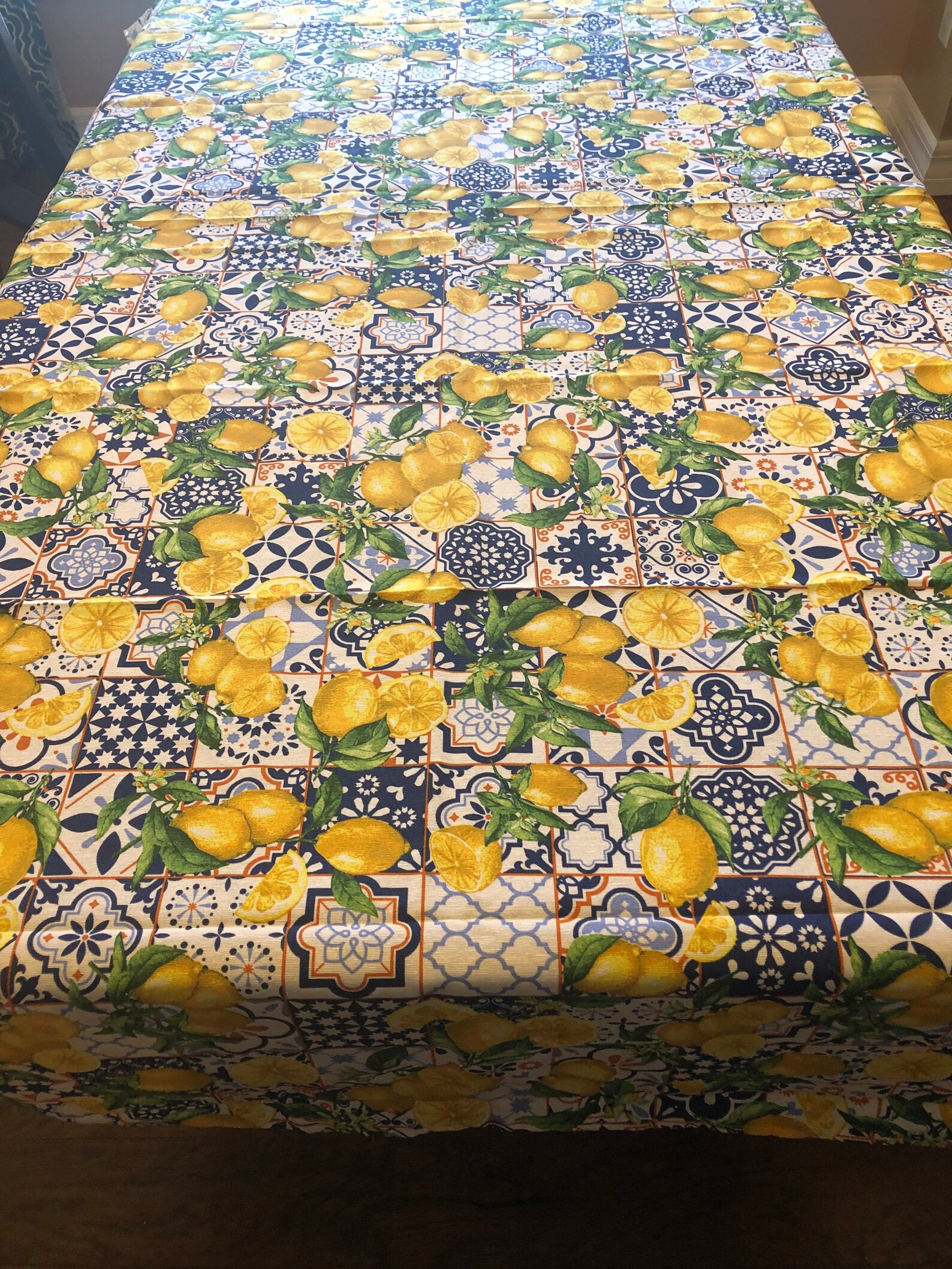 Lemon Tablecloth Italian Tableware Majolica Tile Style - Etsy