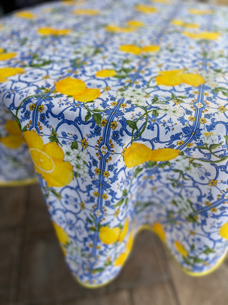 Lemon Round Tablecloth Italian Lemon Majolica Tile Made in Italy - Etsy