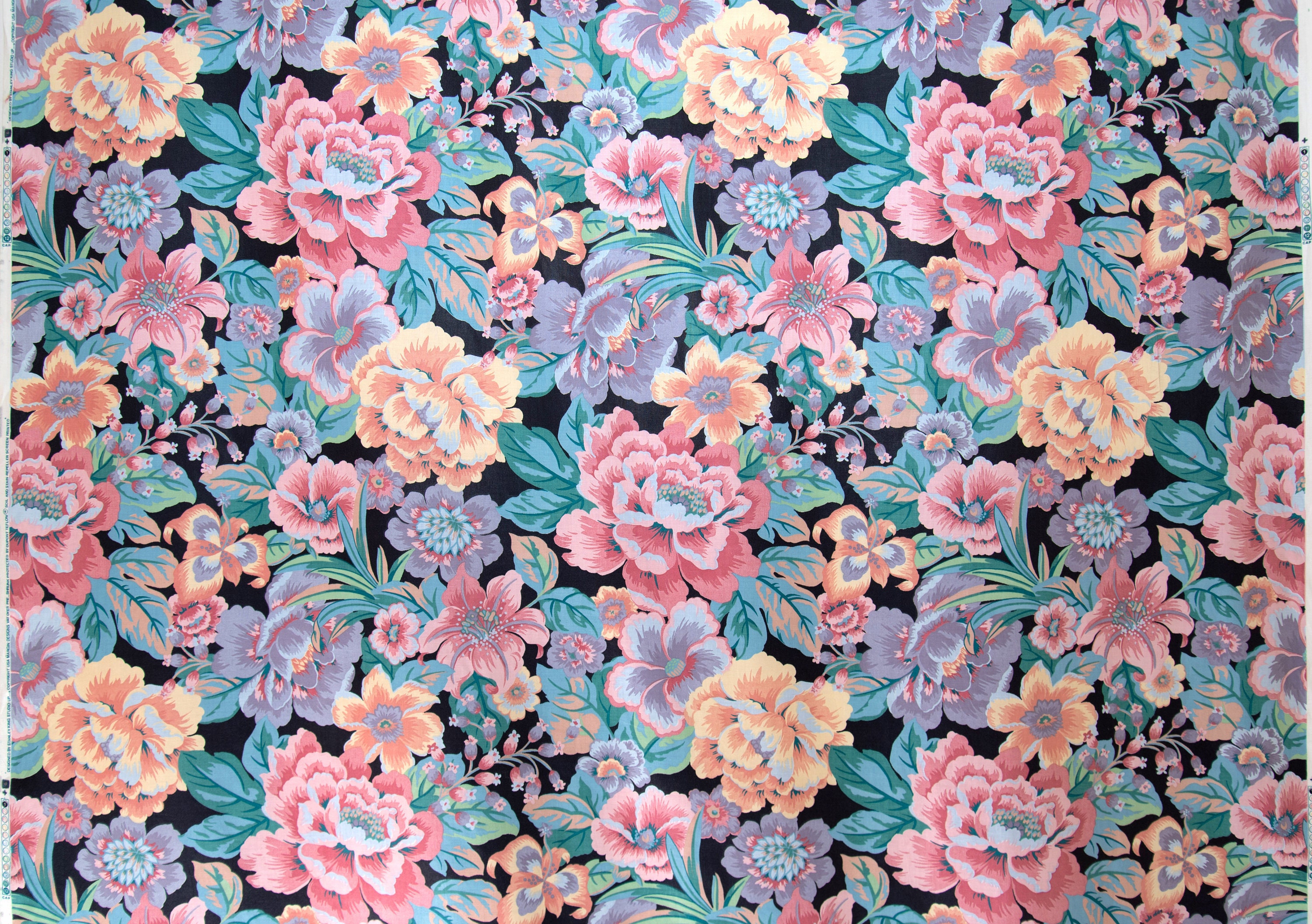 Vintage 1990's USA Margin Designs Furnishing Fabric: 'floral Abundance ...