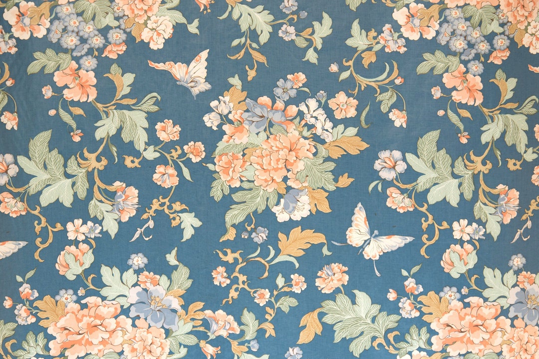 Vintage 1980's Greeff Furnishing Fabric. Design: 'tea Flower', Colour ...