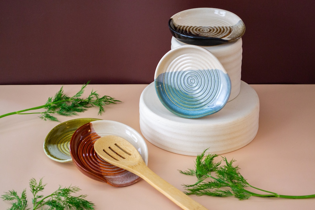 Handmade Ceramic Spoon Rest Modern Spoon Rest Ceramic Utensil Holder ...