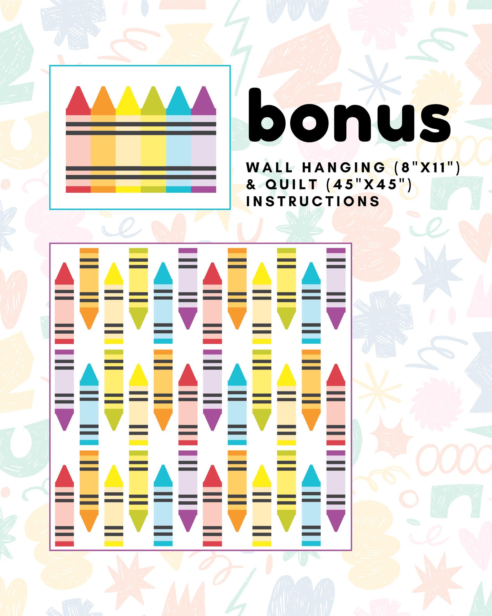Jumbled Crayons FPP Quilt Block Pattern by the Quilting Corner ; 8"x8 ...