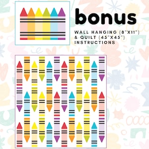 Jumbled Crayons FPP Quilt Block Pattern by the Quilting Corner ; 8"x8 ...