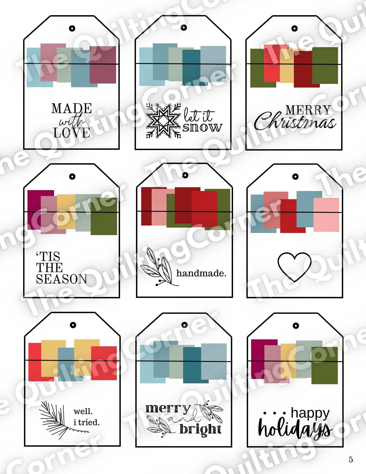 Print-and-sew Holiday Gift Tags DIGITAL Pattern and Templates - Etsy