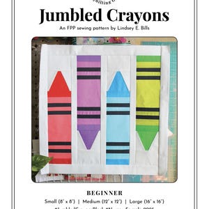 Jumbled Crayons FPP Quilt Block Pattern by the Quilting Corner ; 8"x8 ...
