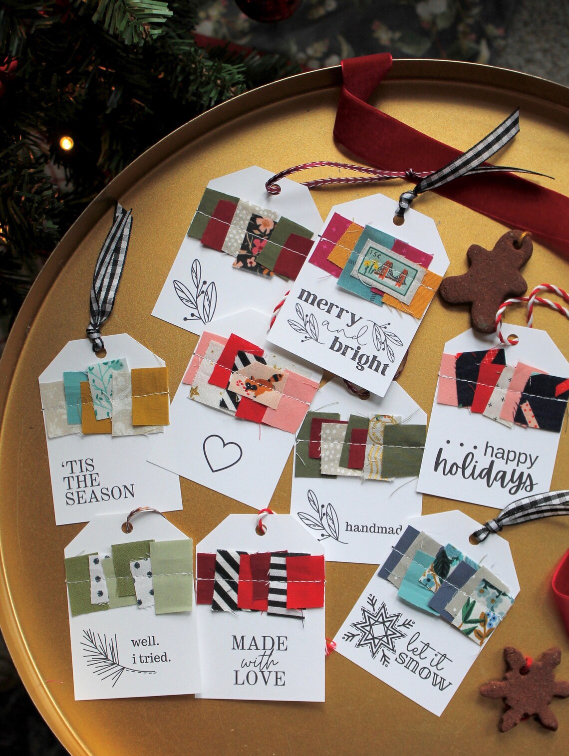 Print-and-sew Holiday Gift Tags DIGITAL Pattern and Templates - Etsy