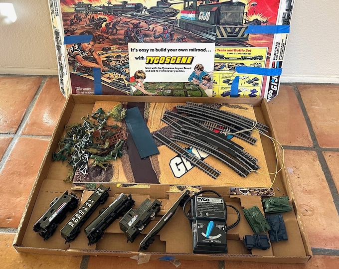 Vintage GI Joe Train Set, Tyco HO Electric Train and Battle Set in Box ...
