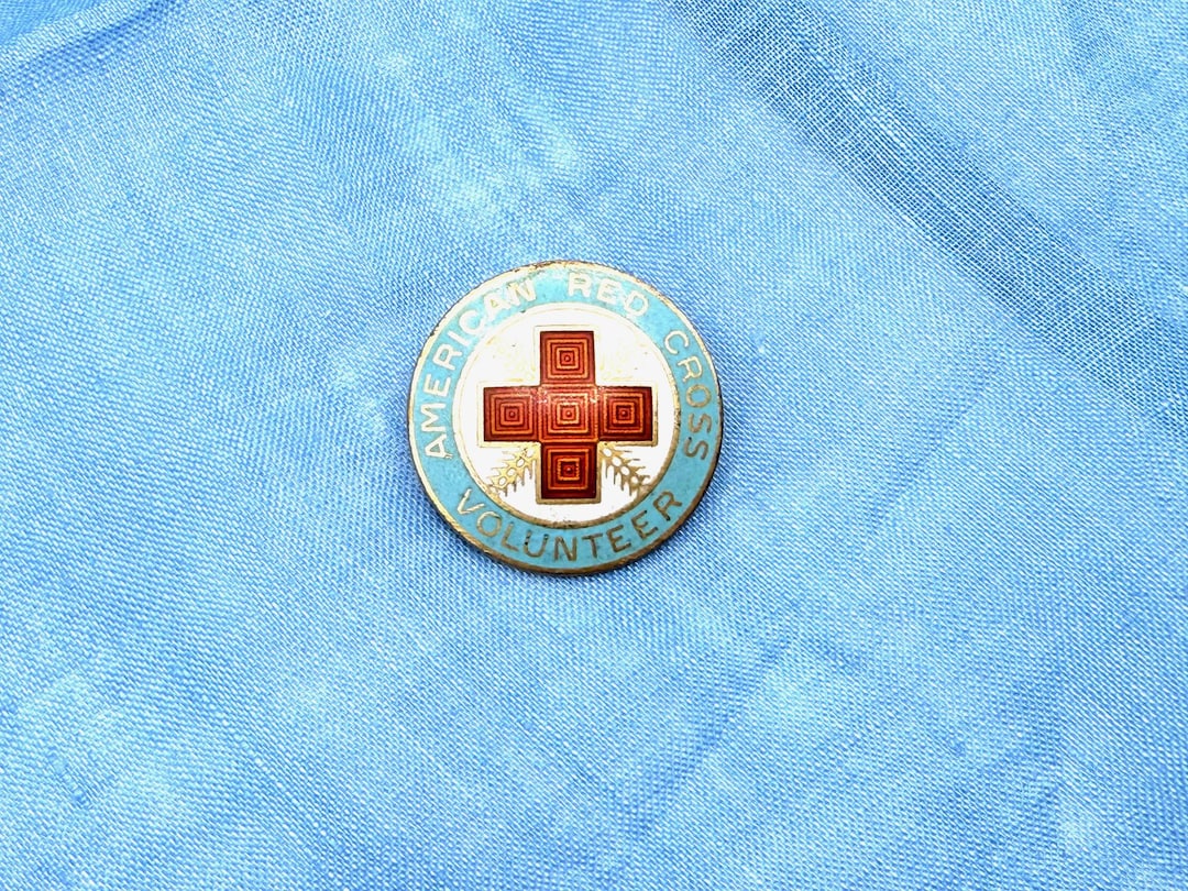 Vintage American Red Cross Volunteer Pin Enamel and Marked Sterling W ...