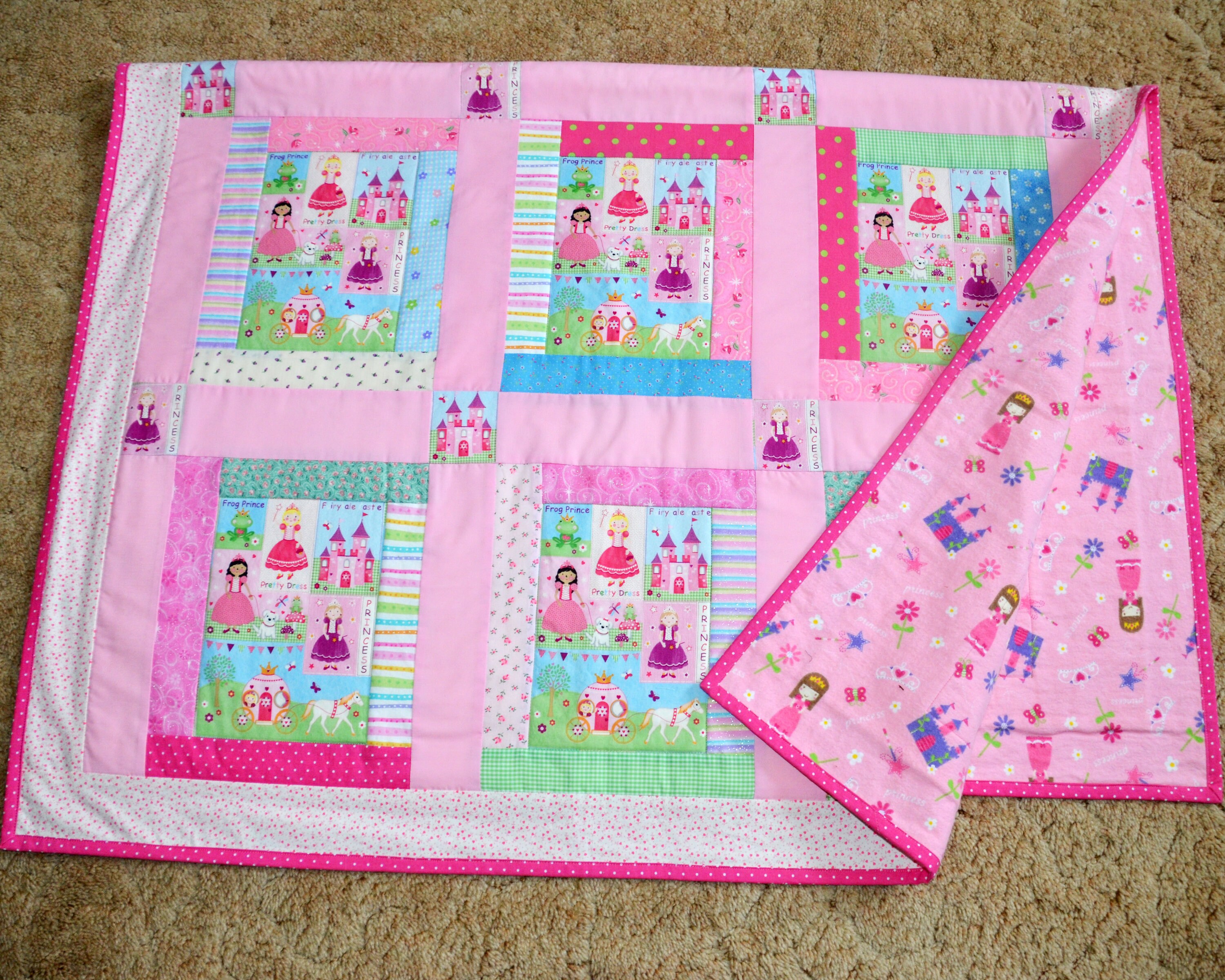 Princess Quilt Features Princess Themed Fabric Perfect for Baby ...
