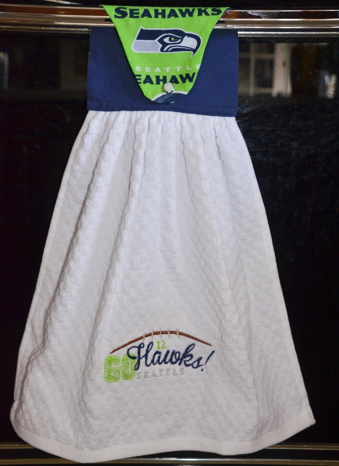 Machine Embroidered Hanging Seahawk Kitchen Hand Towel, Tea Towel ...
