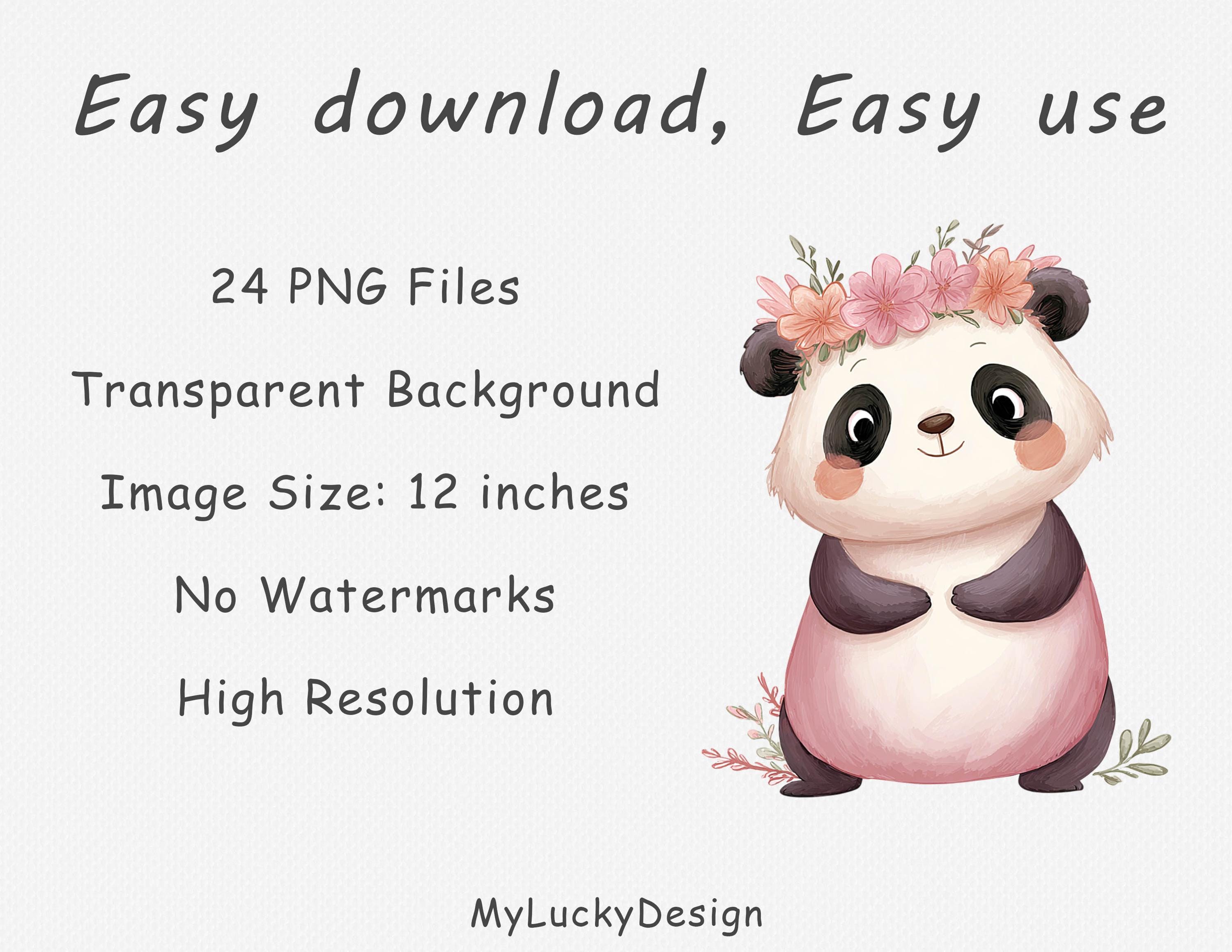 Pink Fairy Panda Clipart, Watercolor PNG Bundle 24, Woodland Nursery ...