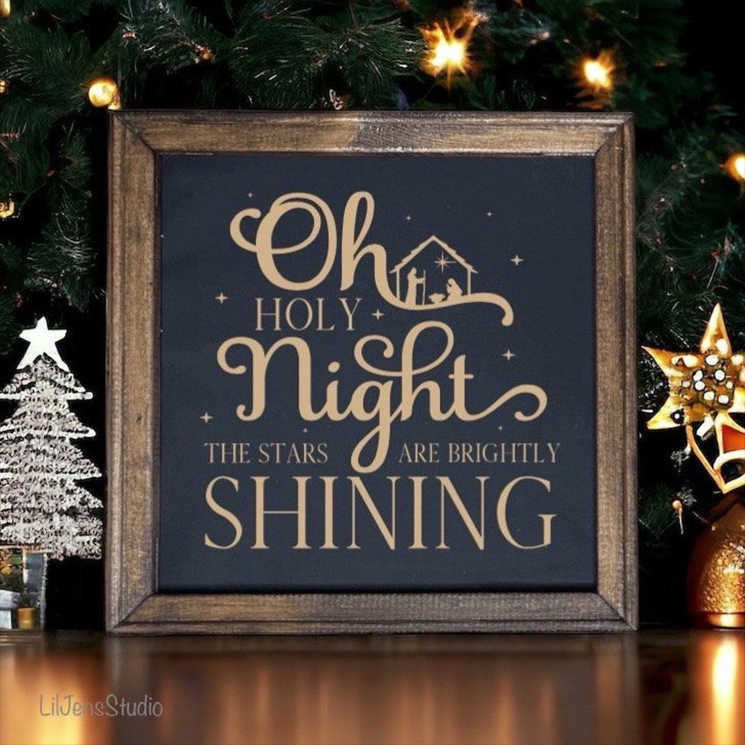 Oh Holy Night the Stars Are Brightly Shining Black Reverse - Etsy