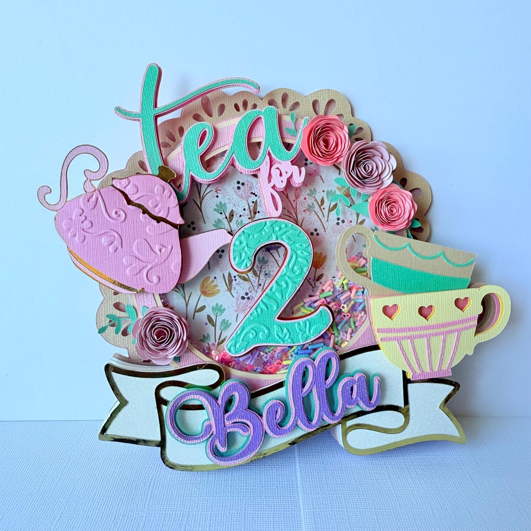 Tea for Two Cake Topper 2nd Birthday Cake Topper Girl Birthday Cake ...