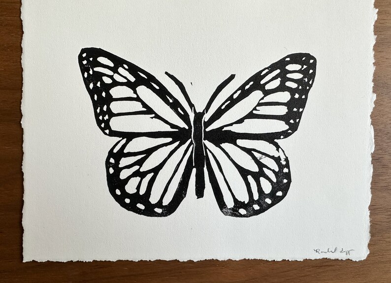 Butterflies Trio Linocut Print - Handmade Butterfly Block Print ...