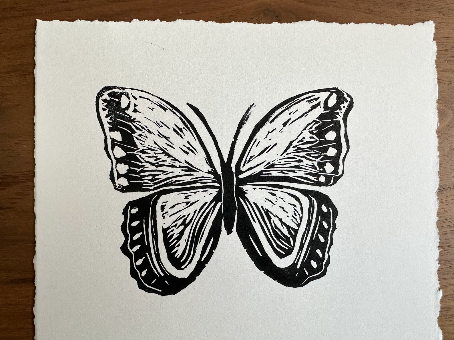 Butterflies Trio Linocut Print - Handmade Butterfly Block Print ...