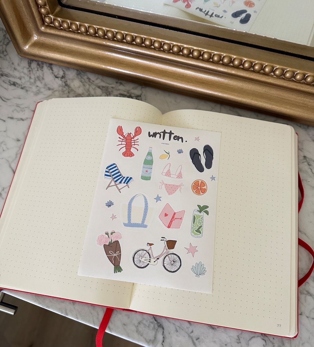 Sticker Sheet Cute Girly Stickers Bikini, Seashells Coastal Beach ...