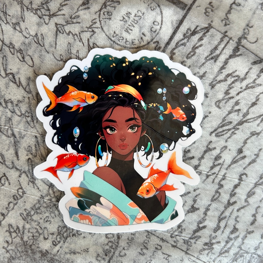 Zodiac Pisces Anime Black Girl Sticker - Etsy