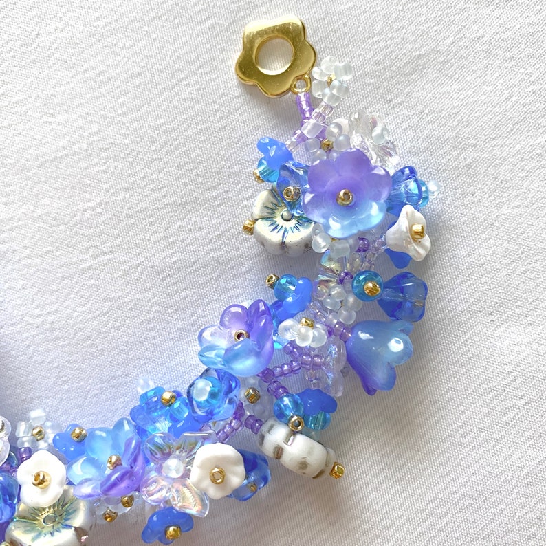 Periwinkle Harmony Floral Beaded Bracelet Wedding Jewelry - Etsy