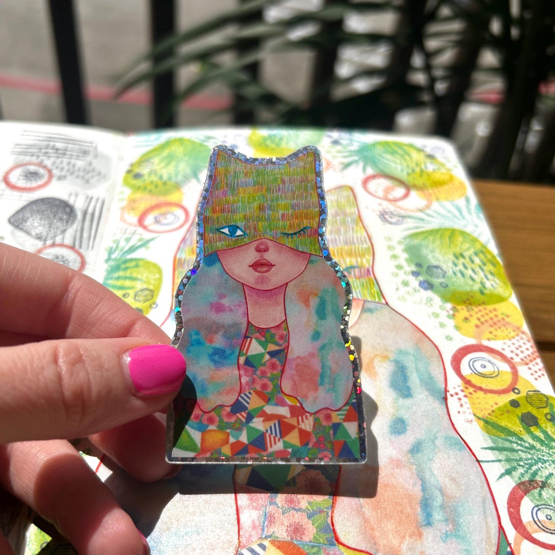 Holographic Cat Girl Stickers 3” - Scrapbooking - Journaling - Etsy