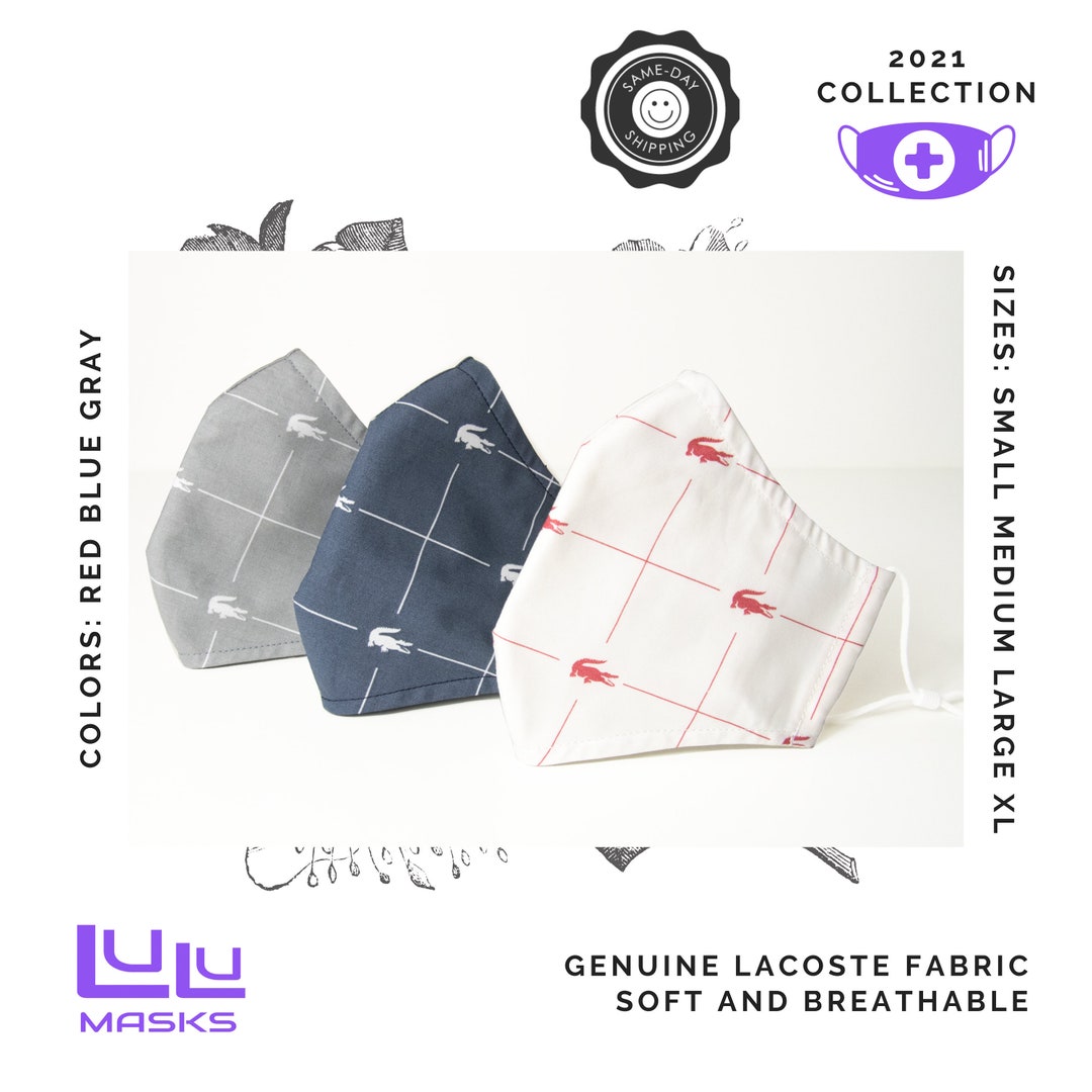 Lacoste Tapered Fit Face Mask BUNDLE | USA Homemade | 100% Cotton ...