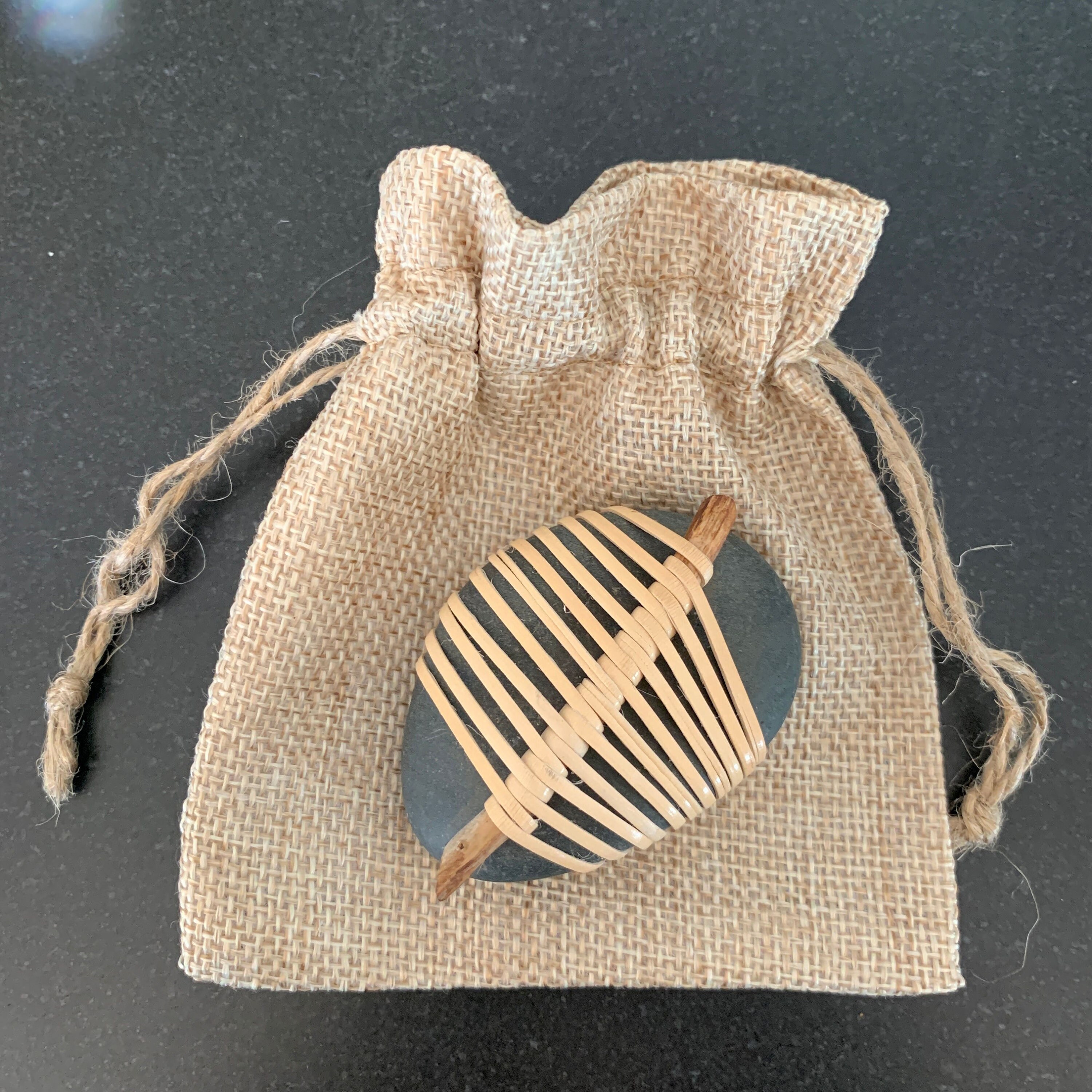 Natural Rock Wrapped With Stick - Zen Gift, Office Desk Table Accessory ...